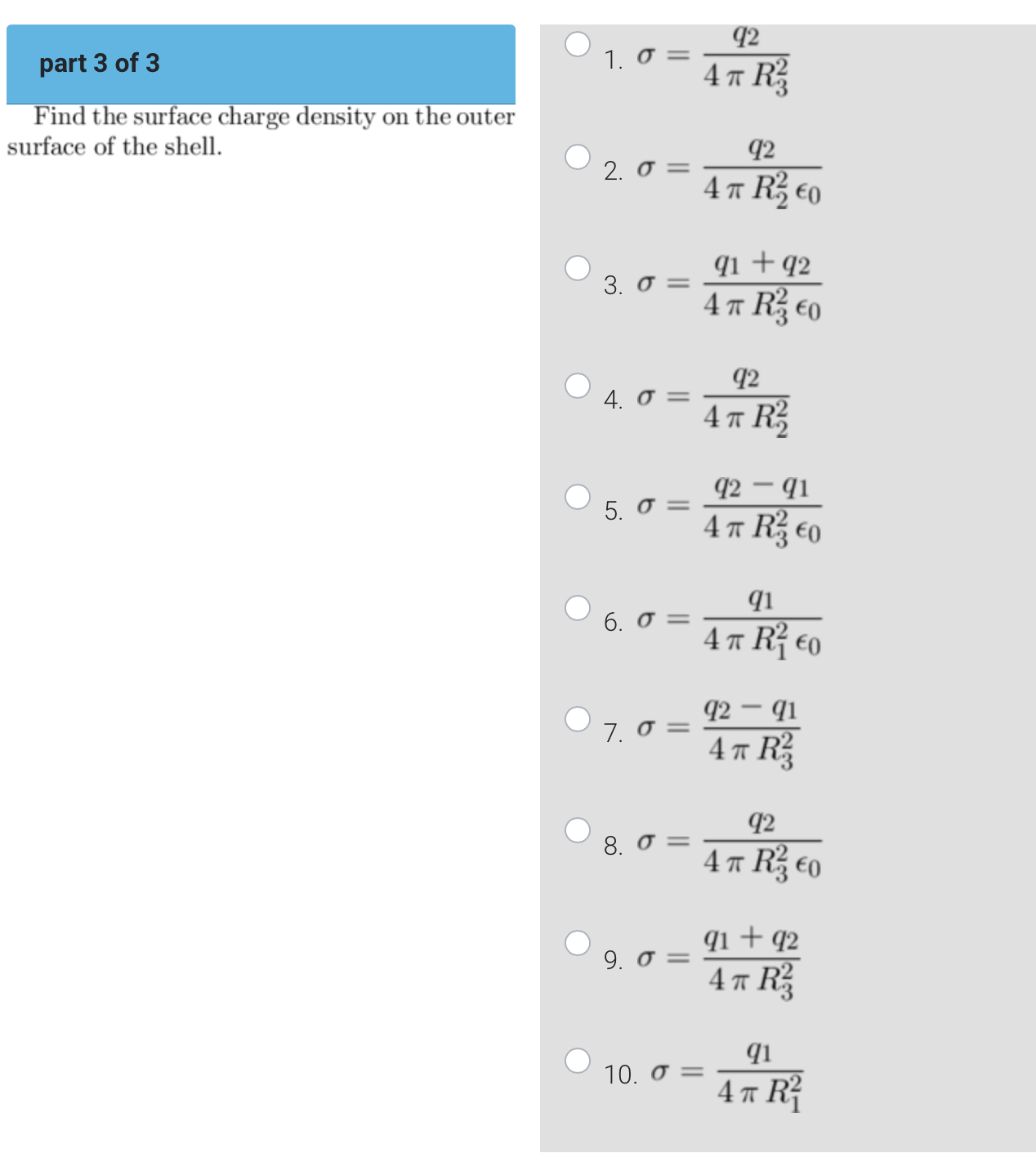Solved part 1 of 3 A solid conducting sphere of radius R1 | Chegg.com