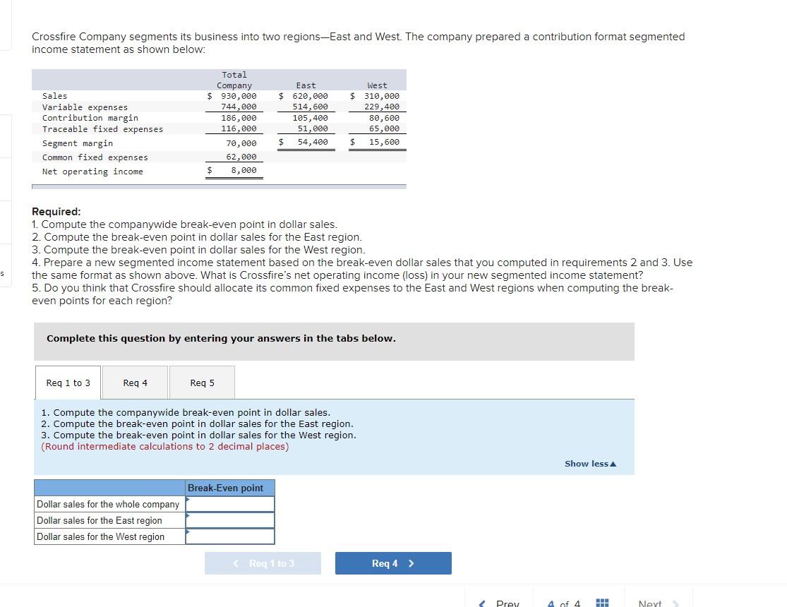 Solved Crossfire Company segments its business into two | Chegg.com