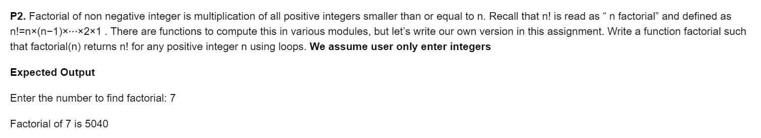 Solved P2. Factorial of non negative integer is | Chegg.com