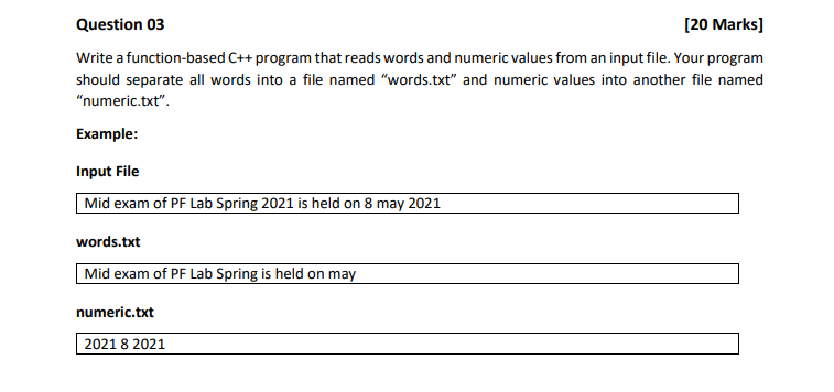Solved Question 03 20 Marks Write A Function Based C 2762