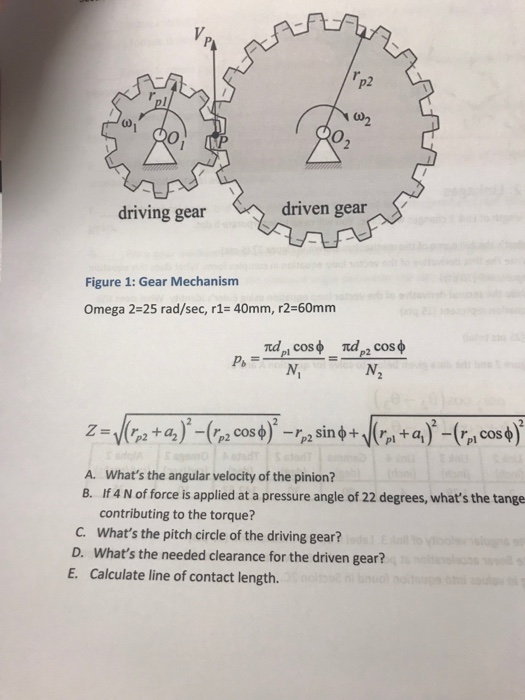 p2 driving gear driven gear Figure 1: Gear Mechanism | Chegg.com