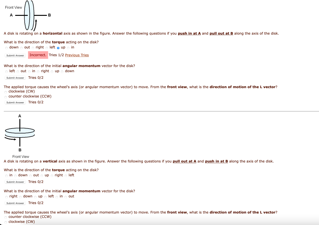 Solved th A disk is rotating on a horizontal axis as shown | Chegg.com
