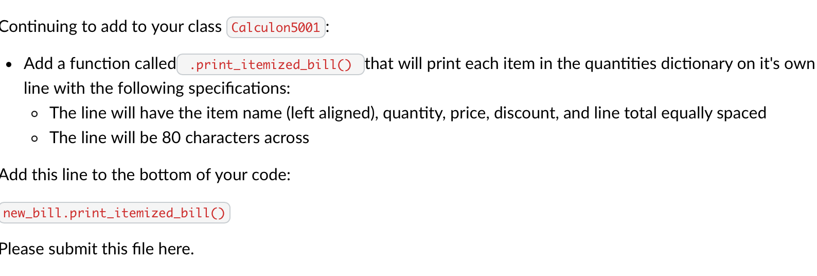 Solved Continuing to add to your class that will print each | Chegg.com