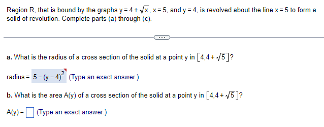 Solved Region R, ﻿that is bound by the graphs y=4+x2,x=5, | Chegg.com
