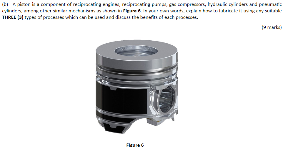 Solved (b) A piston is a component of reciprocating engines, | Chegg.com