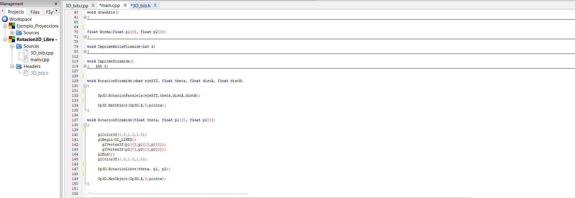 X *3D_bib.cpp X *main.cpp X *3D_bib.h X #include | Chegg.com