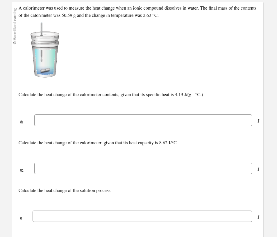Solved A calorimeter was used to measure the heat change | Chegg.com