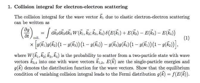 1. Collision integral for electron-electron | Chegg.com