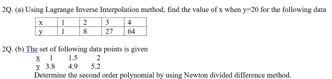 Solved Q. (a) Using Lagrange Inverse Interpolation method, | Chegg.com