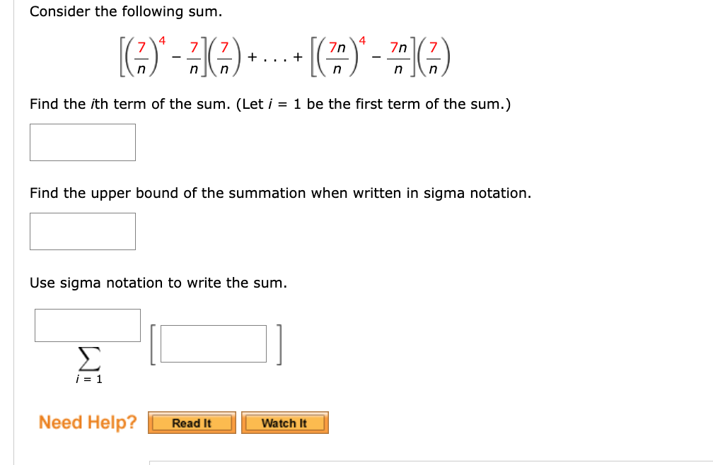 Solved Consider the following sum. | Chegg.com