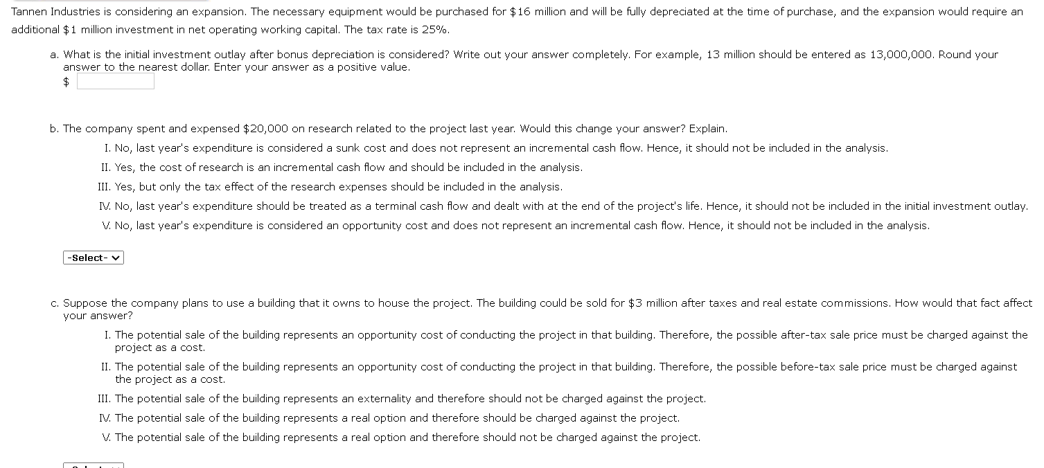 Solved additional $1 million investment in net operating | Chegg.com