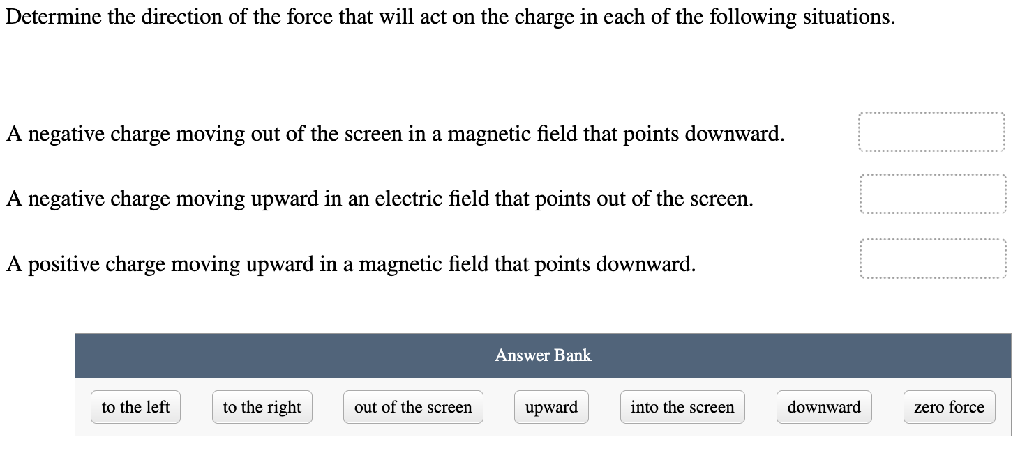 Solved Determine the direction of the force that will act on | Chegg.com