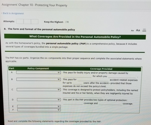 Assignment Chapter 10-Protecting Your Property Back | Chegg.com