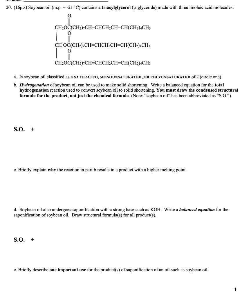 Soybean Oil Structural Formula