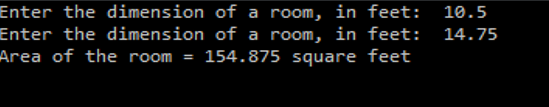Solved C# Area of a Room Program •We want to calculate the | Chegg.com