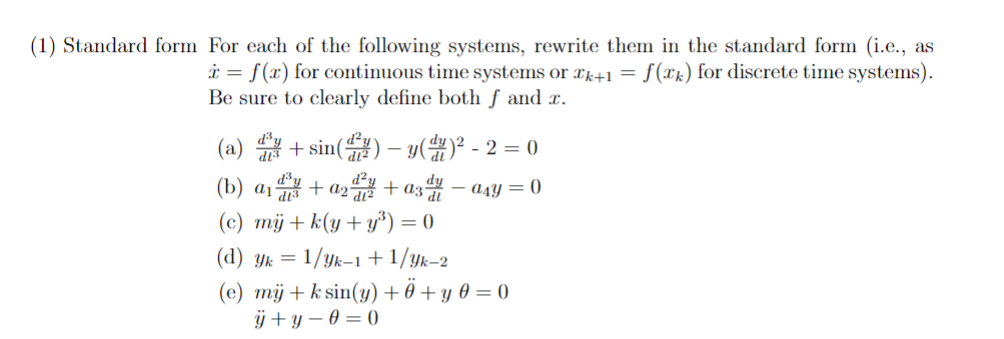 Solved Standard form For each of the following systems, | Chegg.com