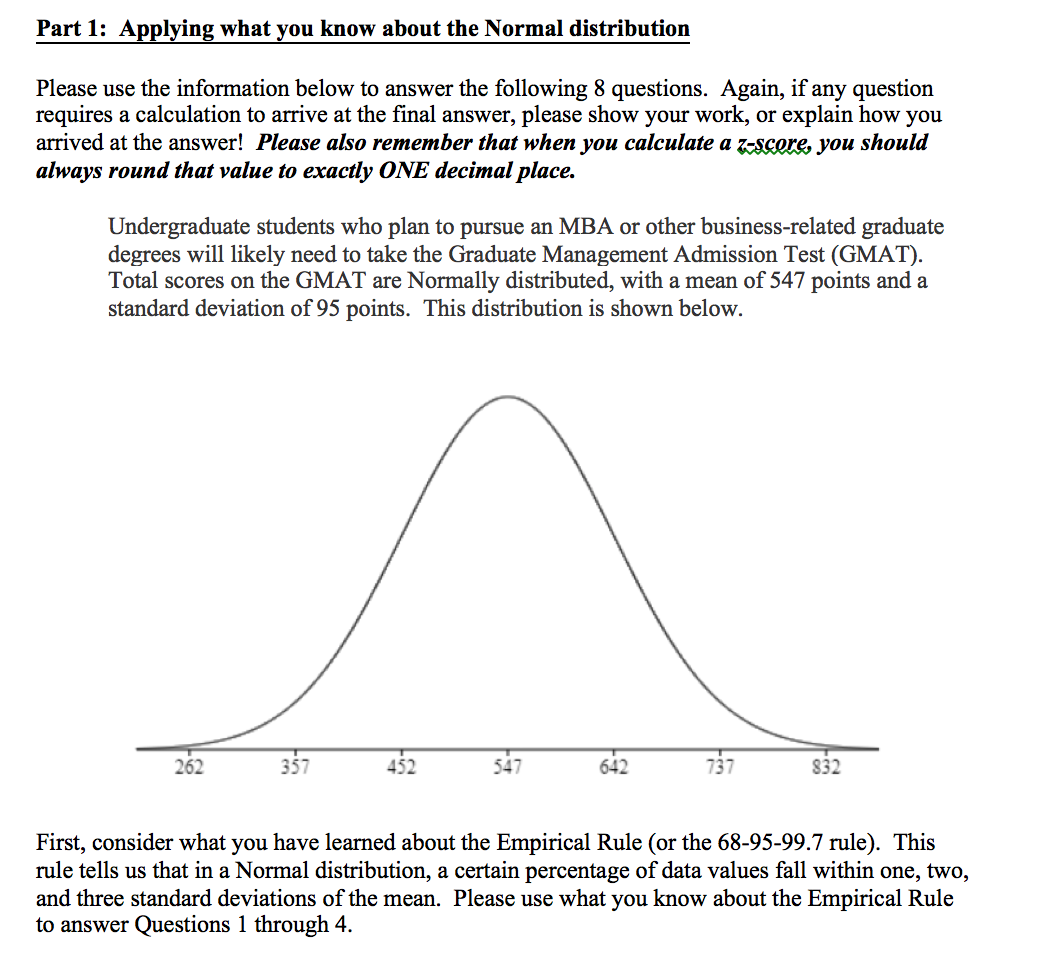 Solved Part 1: Applying what you know about the Normal | Chegg.com