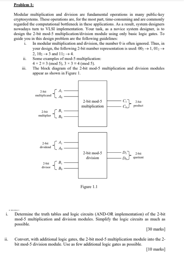 Problem 1: Modular multiplication and division are | Chegg.com