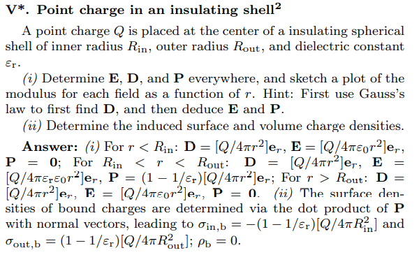 Solved V*. Point charge in an insulating shell? A point | Chegg.com