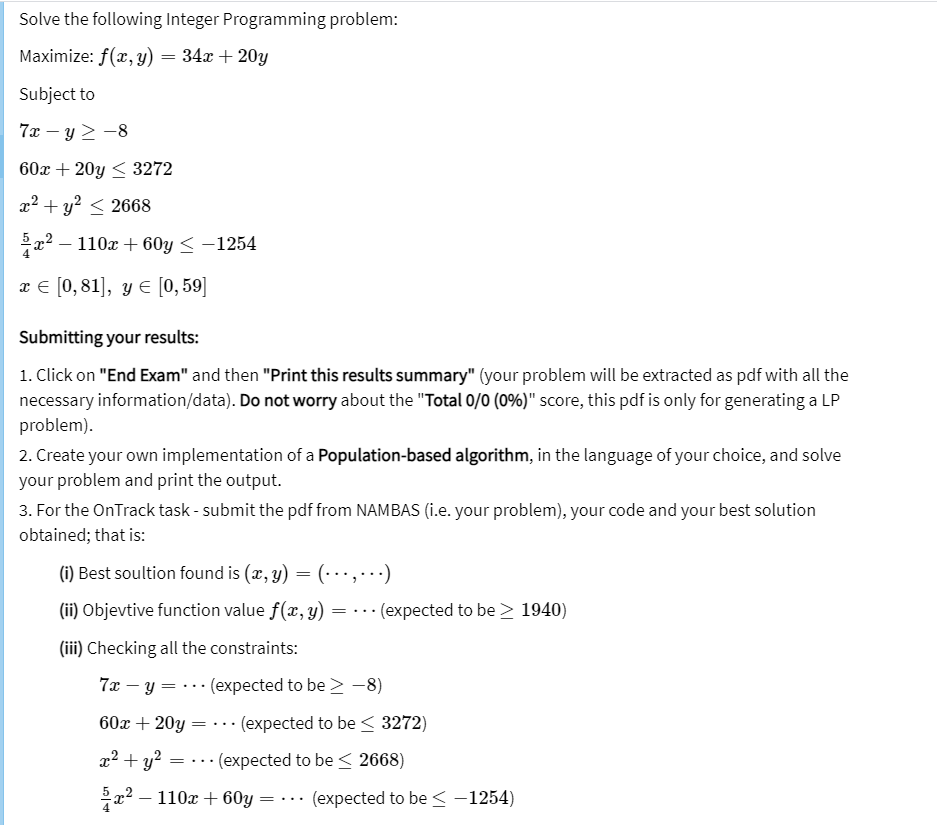 Please Use Population Based Algorithm Like Genetic 5138