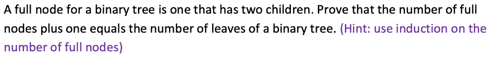 Solved A full node for a binary tree is one that has two | Chegg.com