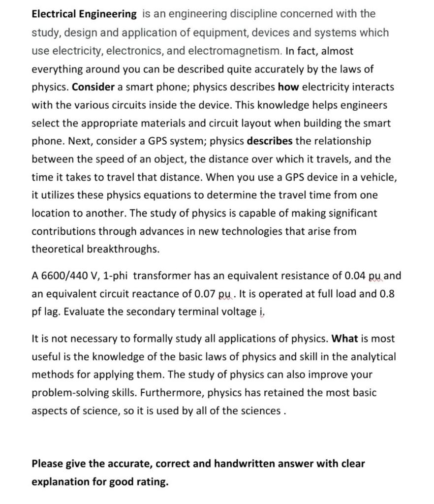 Electrical Engineering is an engineering discipline | Chegg.com