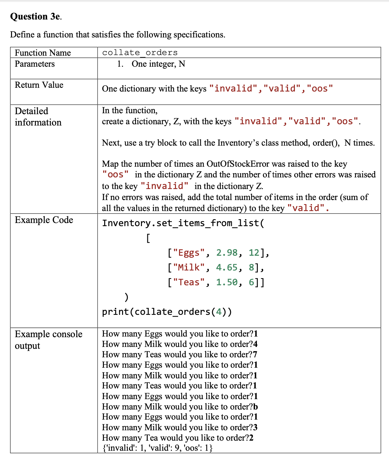 Question 3e. Define a function that satisfies the | Chegg.com