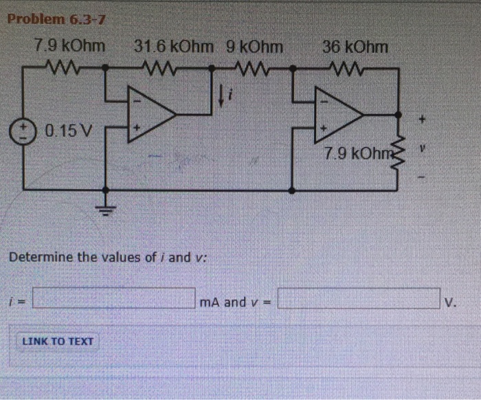 Solved Problem 6.3-7 7.9 kOhm 31.6 kOhm. 9 kOhm 36 kOhm 0.15 | Chegg.com