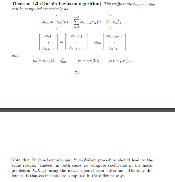 Q2. (Theoretical Question). Yule-Walker procedure and | Chegg.com