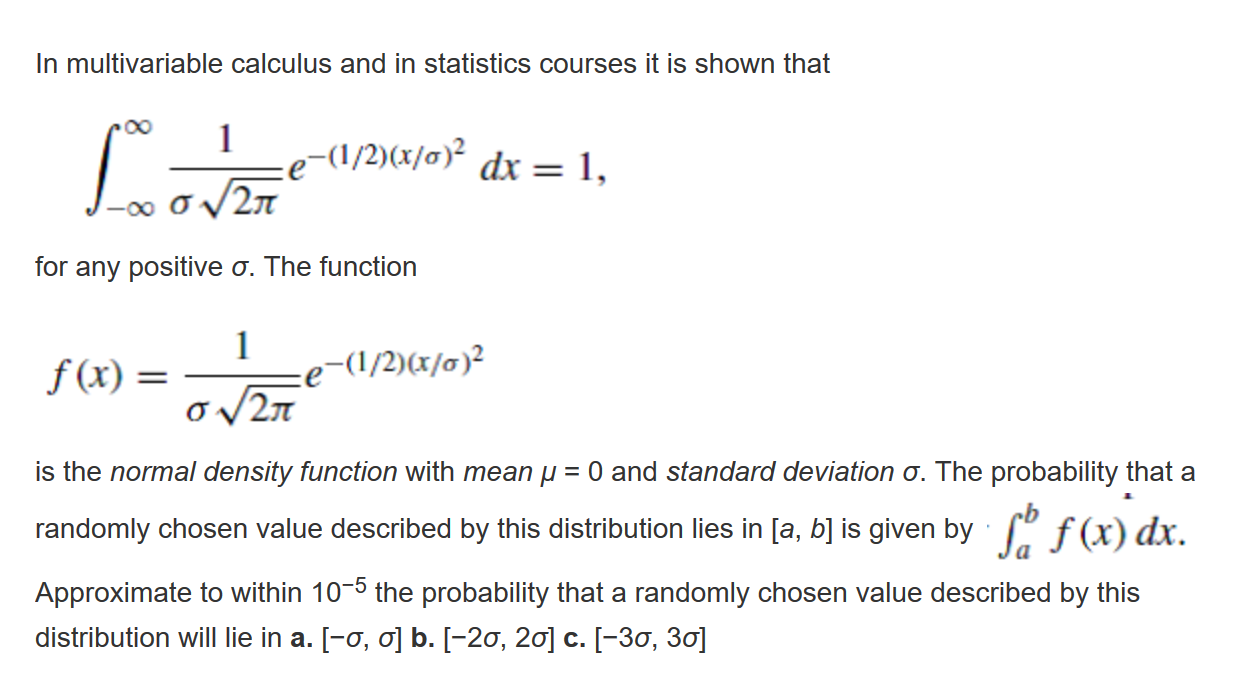 Solved In multivariable calculus and in statistics courses | Chegg.com