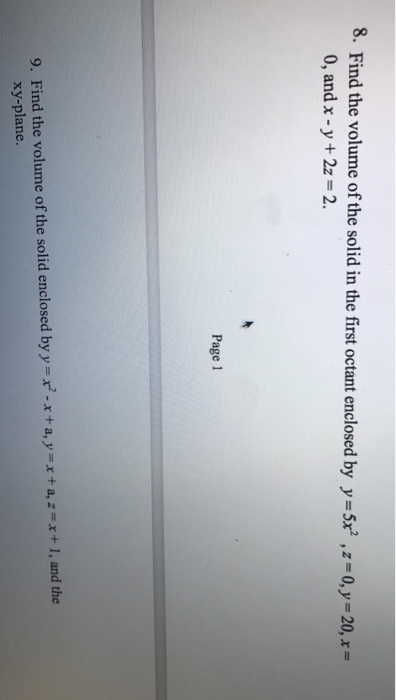 Solved Find the volume of the solid in the first octant | Chegg.com