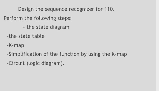 Solved Design the sequence recognizer for 110. Perform the | Chegg.com