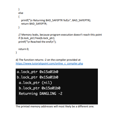 Solved Write a C program to prevent dangling pointers. You | Chegg.com