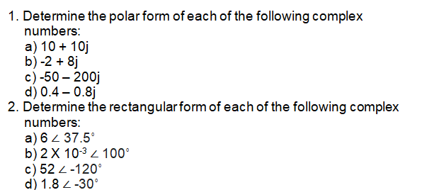 Solved 1. Determine the polar form of each of the following | Chegg.com