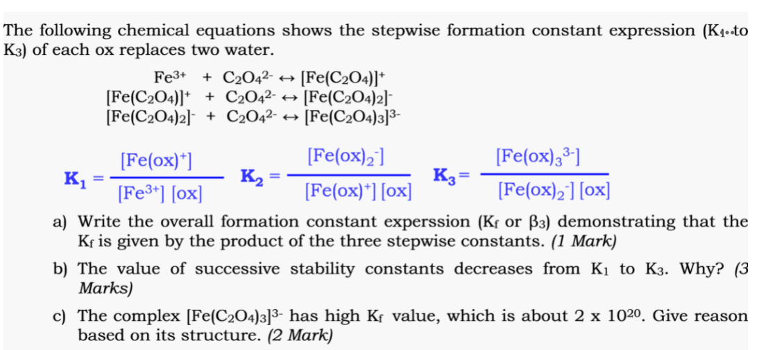 Solved The following chemical equations shows the stepwise | Chegg.com