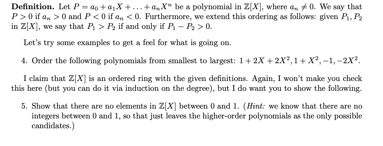 Solved Definition. Let P=a0+a1x+dots+anxn ﻿be a polynomial | Chegg.com