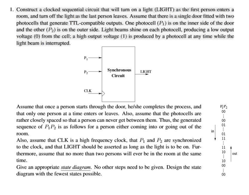 Solved 1. Construct a clocked sequential circuit that will | Chegg.com