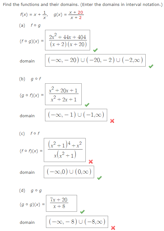 Solved Find the functions and their domains. (Enter the | Chegg.com