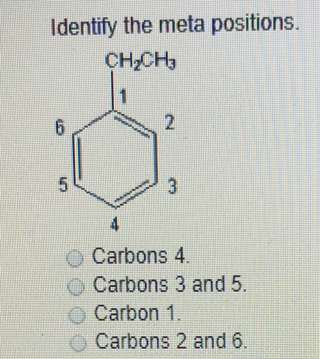 Solved Identify the meta positions. CH2CH3 2 o Carbons 4 | Chegg.com