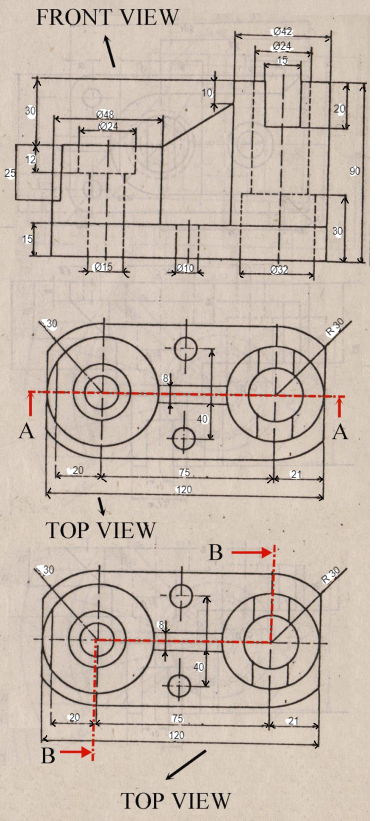 Solved A Draw A A Section View B Draw B B Section View