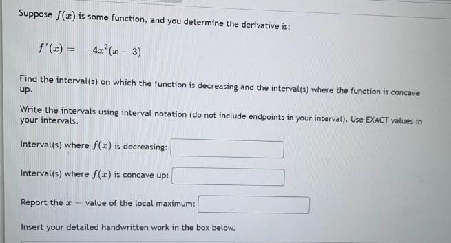 Solved Suppose f(x) is some function, and you determine the | Chegg.com