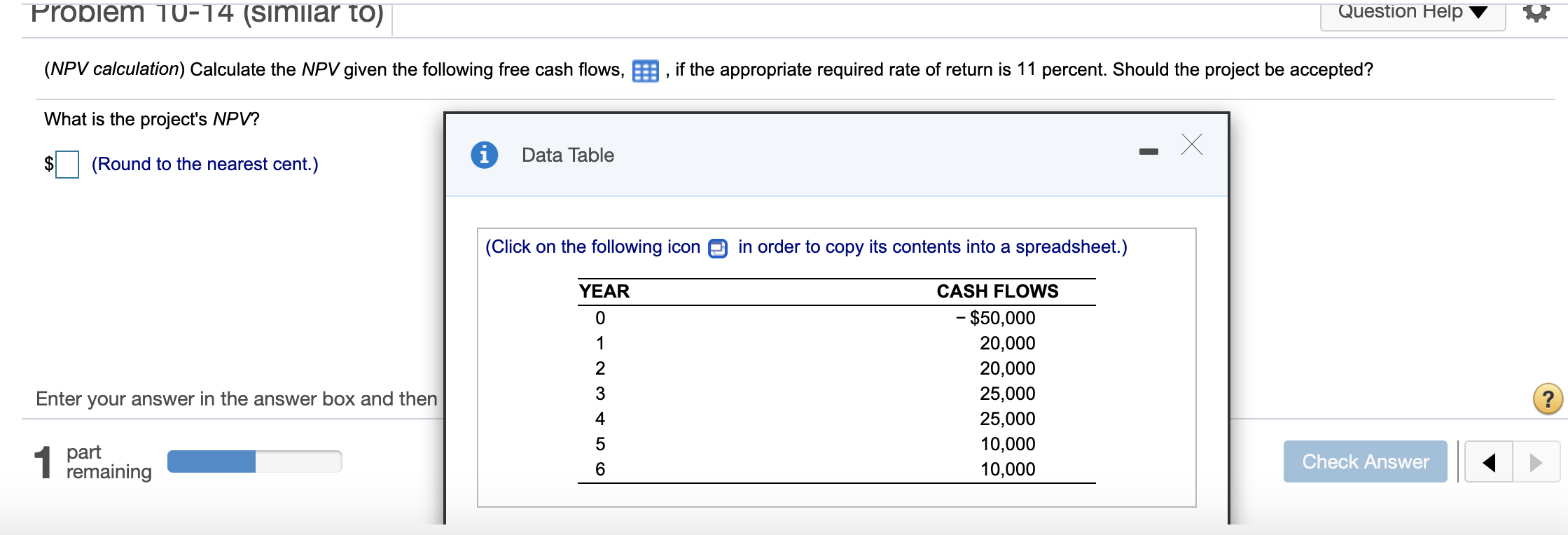 Solved Problem 10 14 Similar To Question Help Npv