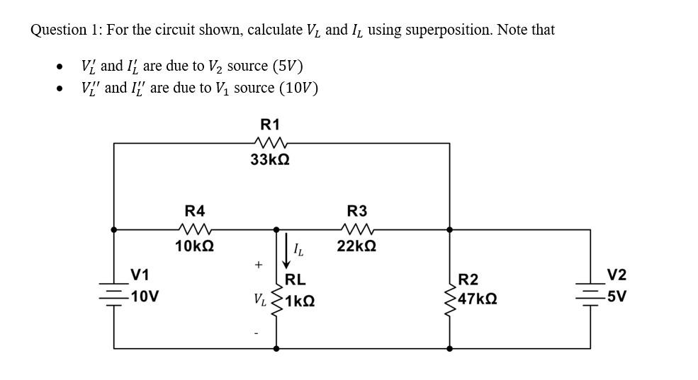Solved Question 1: For the circuit shown, calculate V, and | Chegg.com