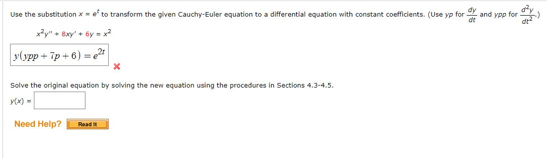 Solved Use the substitution x = ef to transform the given | Chegg.com