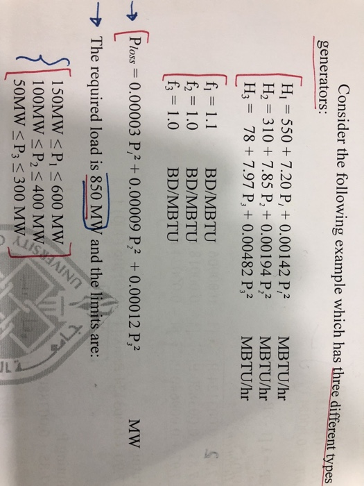 Solved Write A Matlab Code For Economic Dispatch For 3 Unit