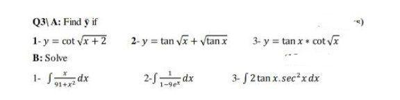 Solved 2- y = tan Vx + ytan x 3- y = tan x* cot Va Q31A: | Chegg.com