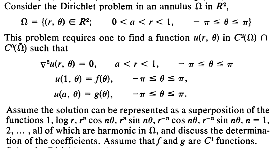 Solved Consider the Dirichlet problem in an annulus 1 in R?, | Chegg.com