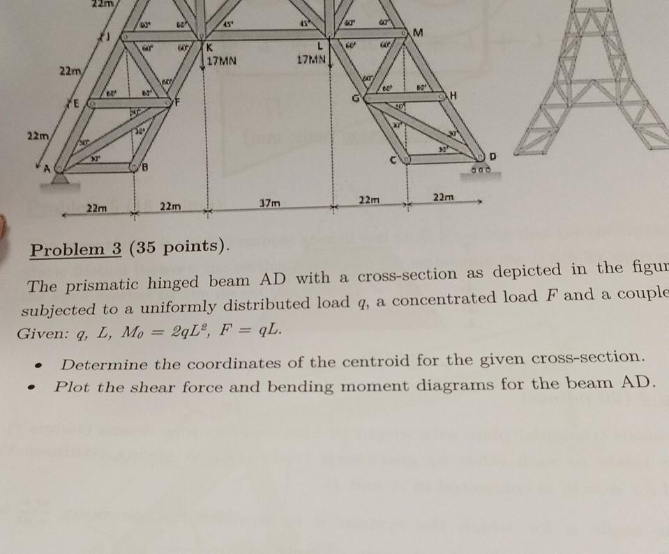 Problem 3 (35 points). The prismatic hinged beam AD | Chegg.com