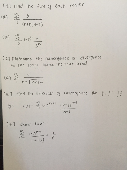 Solved Find the sum of each series (a) sigma^infinity_1 | Chegg.com