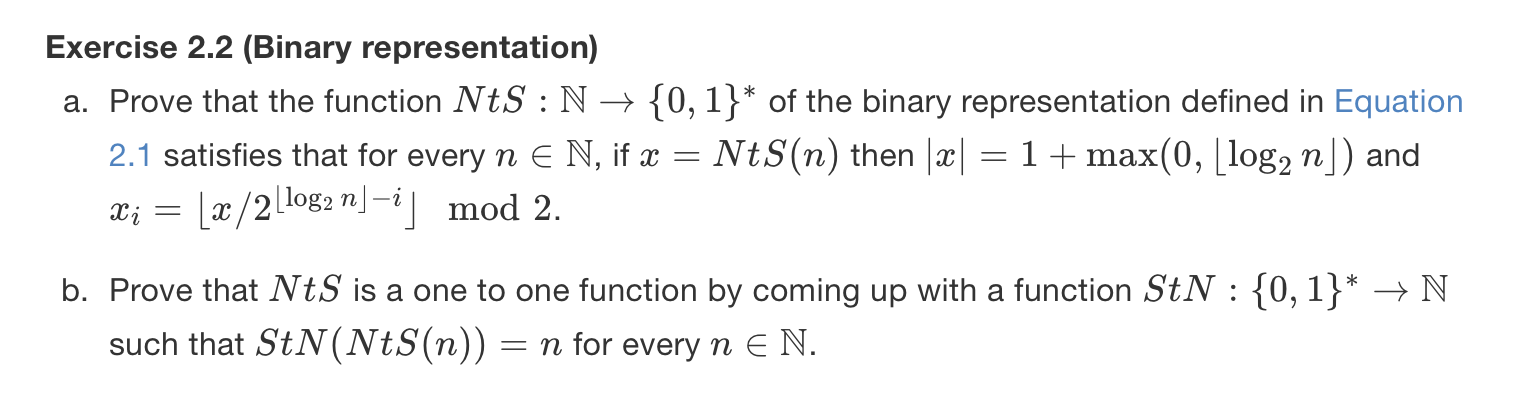 Solved Exercise 2.2 (Binary representation) a. Prove that | Chegg.com